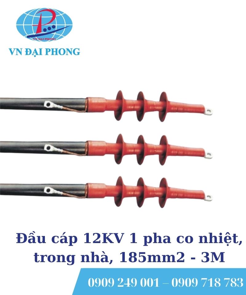Đầu cáp 3M 12KV 1 pha co nhiệt, trong nhà, 185mm2 - VN Đại Phong