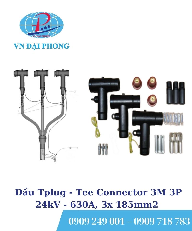 Đầu Tplug - Tee Connector 3M 3P 24kV - 630A, 3x 185mm2 - VN Đại Phong